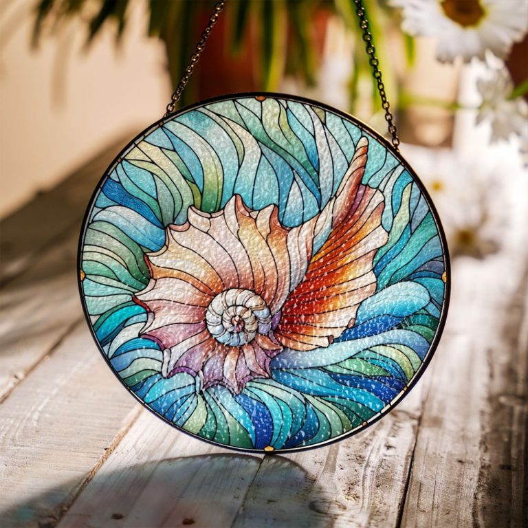 Seashell Stained Glass Suncatcher | Stained Glass Suncatcher UK Store